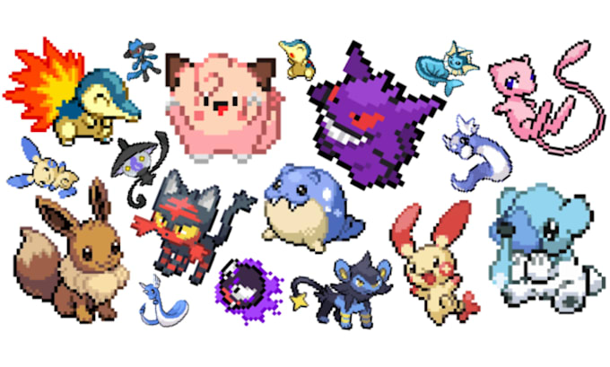 Make 2d pokemon pixel art, sprite sheet, game character, assets ...