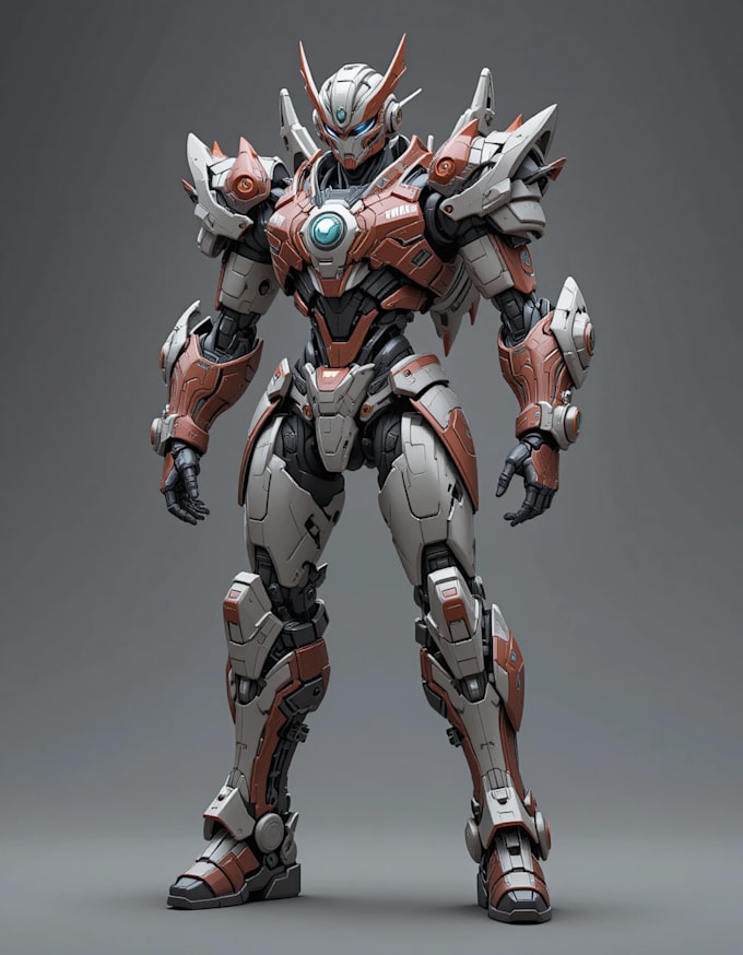 Draw mecha robot armor character concept art by Appomela | Fiverr