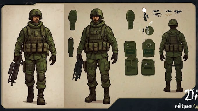 Draw 2d game art military character design by Kiaekemoer | Fiverr