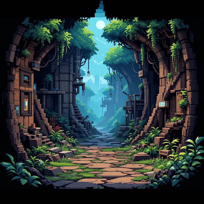 Do pixel art background tile set animated gif for game art by ...