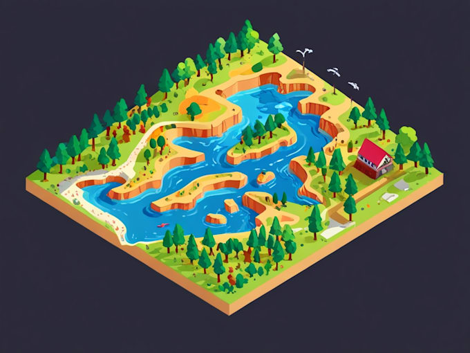 Draw a 2d flat isometric vector map illustration by Matthyeeer | Fiverr