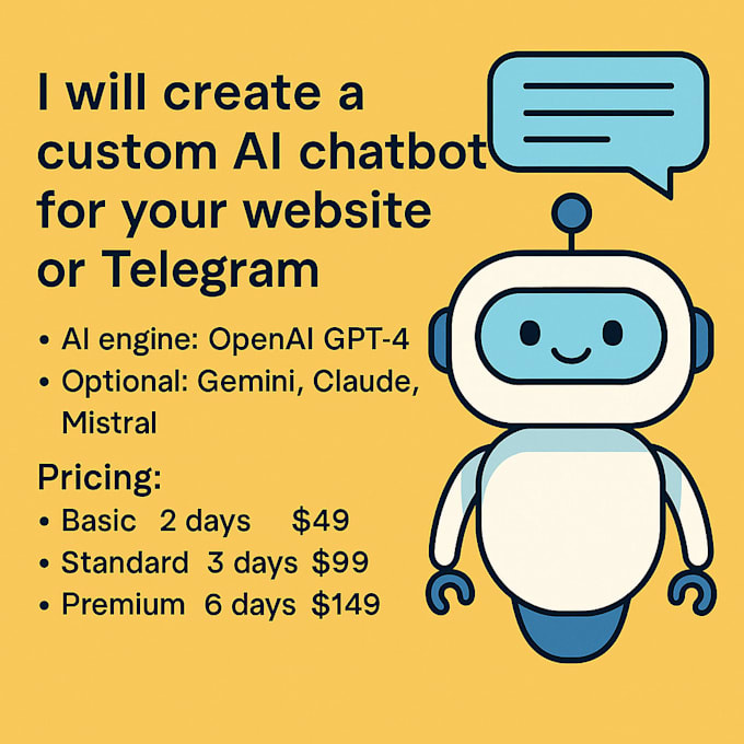 Create a custom ai chatbot for website or telegram by Johan_pip | Fiverr