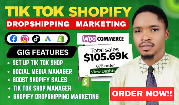 Setup 30k tik tok facebook shop boost shopify dropshipping marketing ...