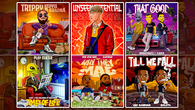 Design illustration cartoon album cover or single cover art by ...