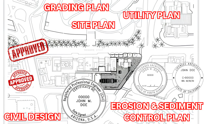 Design grading drainage and stormwater plans with pe stamp for permit ...