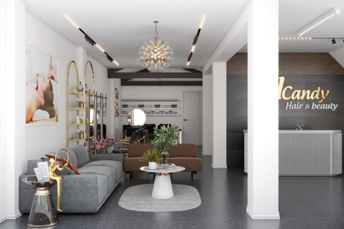 Fast redesign 3d interior spa, beauty salon,hair nail salon,makeup ...
