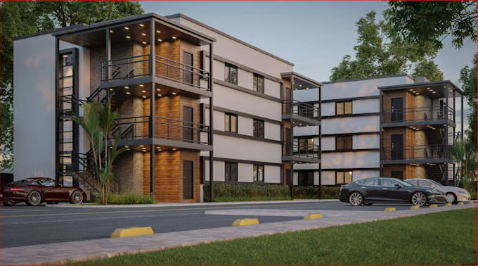 Remodel 3d multi storey apartment, facade building exterior,cgi house ...