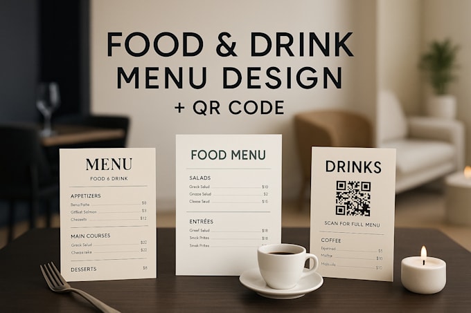 Design food and drink menu with qr code for restaurants, bars, spa ...