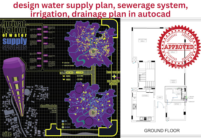 Design water supply plan, sewerage system, irrigation, drainage plan in autocad by Homohr | Fiverr