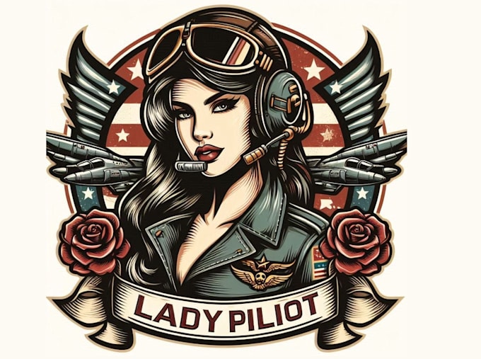 Make vintage aviation t shirt lady fighter jet logo by Jessicunn | Fiverr