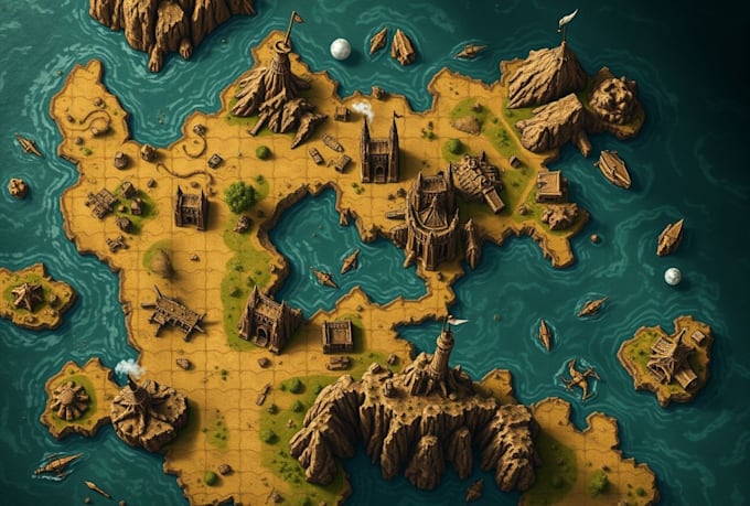 Draw a detailed fantasy world map, battle map for your dnd and rpgs ...