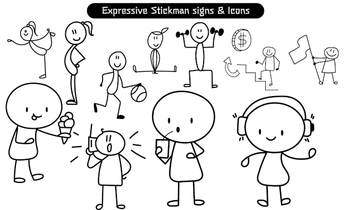 Draw expressive stickman stick figure stickman logo stickman icon signs ...