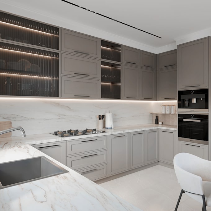 Create realistic 3d kitchen interior renders by Visual_victoria | Fiverr