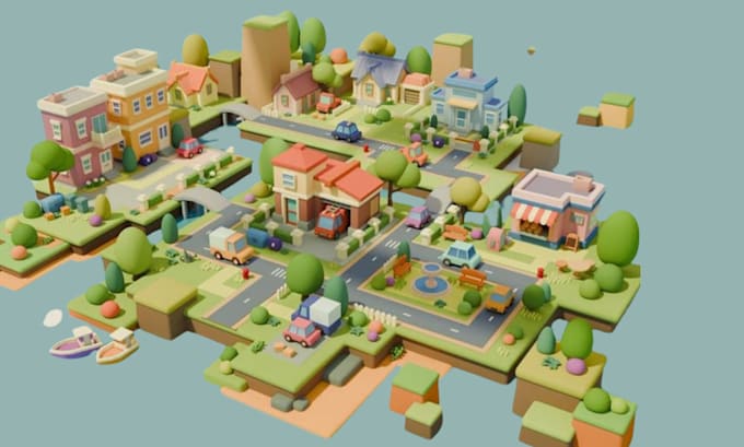 Create 3d game environment unity 3d environment low poly 3d game map game props by Josheddy3d ...