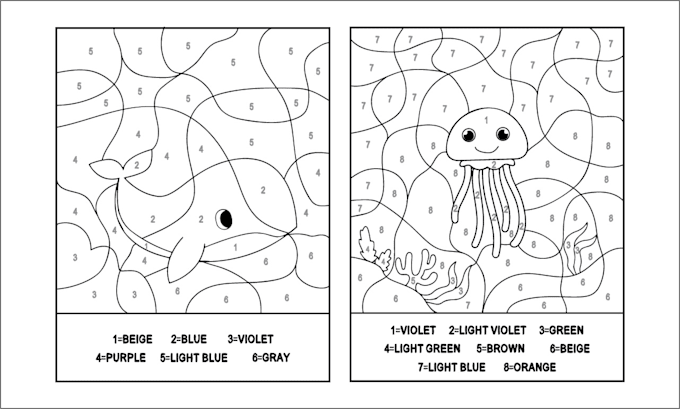 Make custom color by number coloring pages for kids and adults by Sopna ...