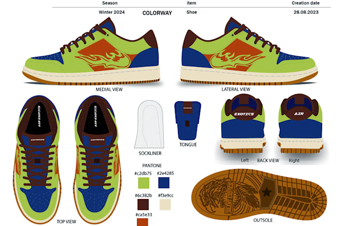 Custom footwear design shoes sneakers include prototype detail vector ...