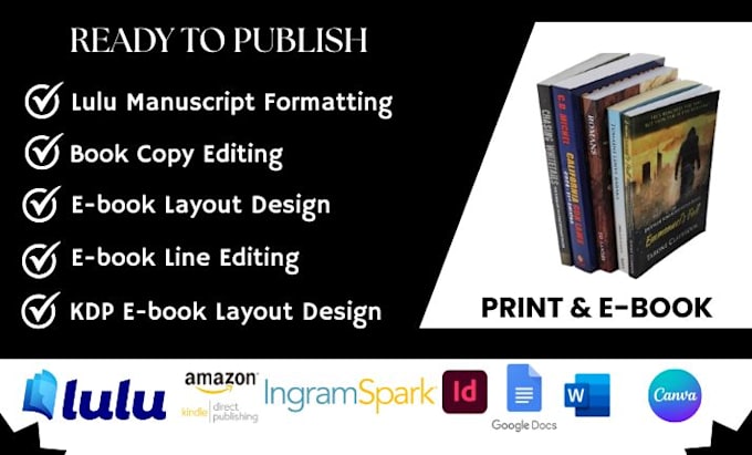 Format vellum lulu manuscript, copy line edit ingramspark book design ...