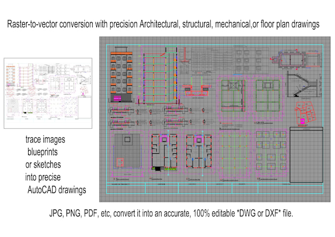Trace images, blueprints, or sketches into precise autocad drawings by Kazi786786 | Fiverr