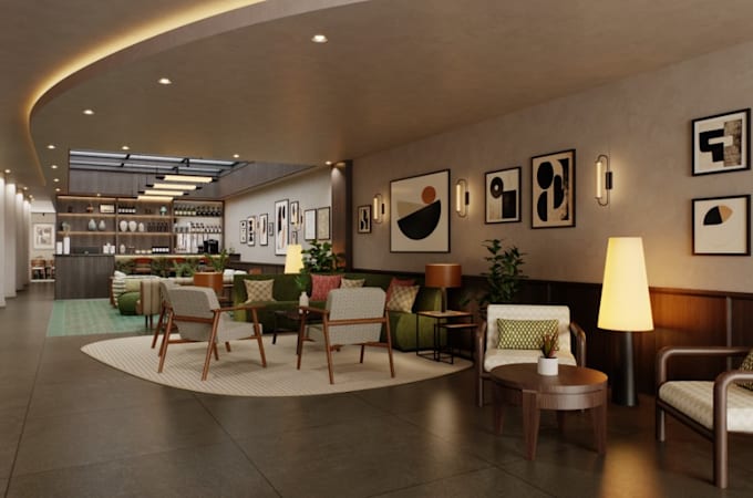 Remodel modern restaurant interior design,night render,bar design,3d ...