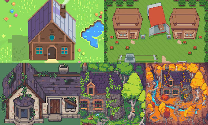 Create top down pixel tileset character animation sprites sheet game ...