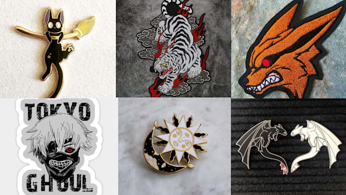 Create a vector enamel pin design, badge, sticker design, mug designs ...