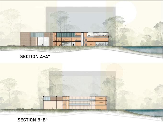 Render architectural plan, elevation section in photoshop by ...