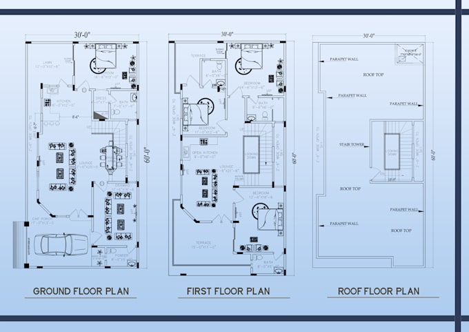 Draft 2d detailed floor plans by Iqrazahoor429 | Fiverr
