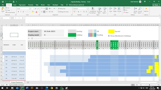 Generate dynamic gantt chart on excel with using vba by Sharjilahmed654 | Fiverr