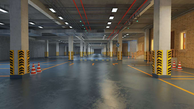 Do realistic 3d rendering of airport facility, carpark, showroom design ...