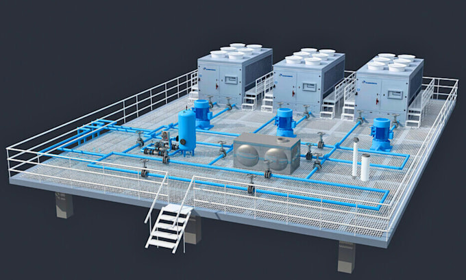 Design detailed 3d hvac, mep chiller plant and any mechanical equipment ...