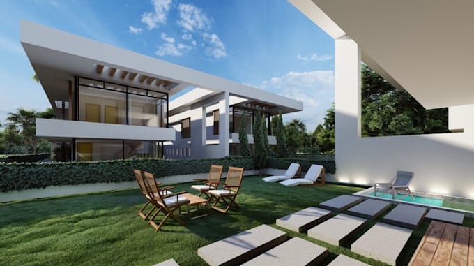 Revamp 3d luxury house, exterior balcony, enscape rendering, mansion ...