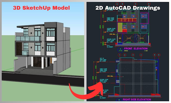Convert 3d model to 2d autocad drawings by Ryann_rosario | Fiverr