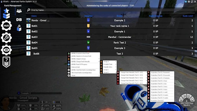 Code a gmod lua script addon, glua scripting, gmod bug fixing, nutscript schema by Metalsonic081 ...