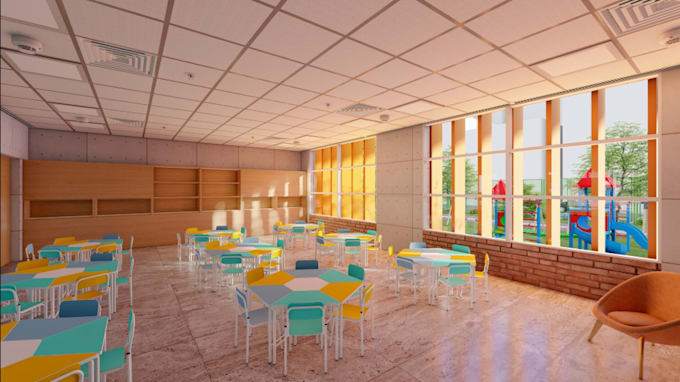 Remodel 3d school building, classroom design, kids playground,hallway ...