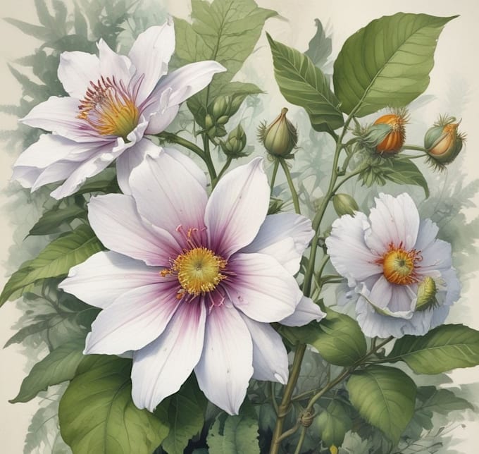 Draw realistic scientific botanical illustrations of flowers by ...