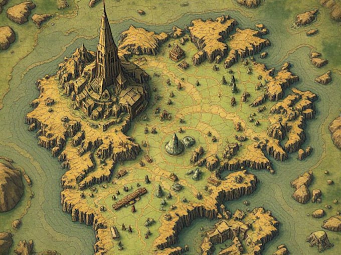 Crate detailed fantasy map, isometric map, and custom map illustration ...