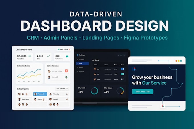 Design dashboard ui ux for crm, admin panel ui, figma landing page by Michael_webapp | Fiverr