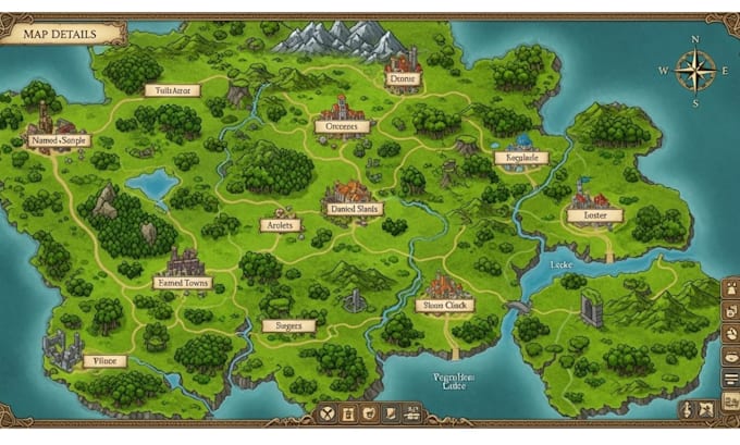 Create 2d map illustration map design vector fantasy board game map by ...