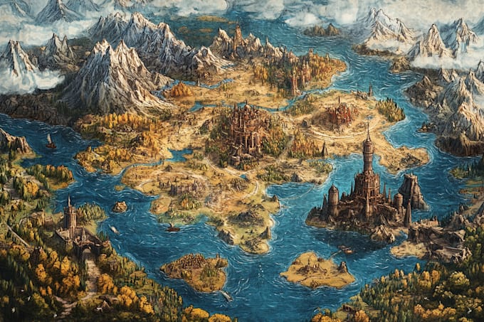 Fantasy map festival map illustration tourist by Marleydavila | Fiverr