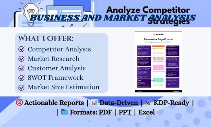 Do competitor analysis, market and customer research, swot, market ...