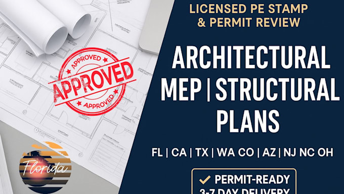 Stamp architectural drafting mep 2d house plans for city permits by ...