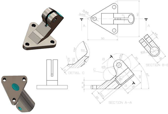 Do 2d cad drawings, technical sketch and create 3d mechanical part in ...