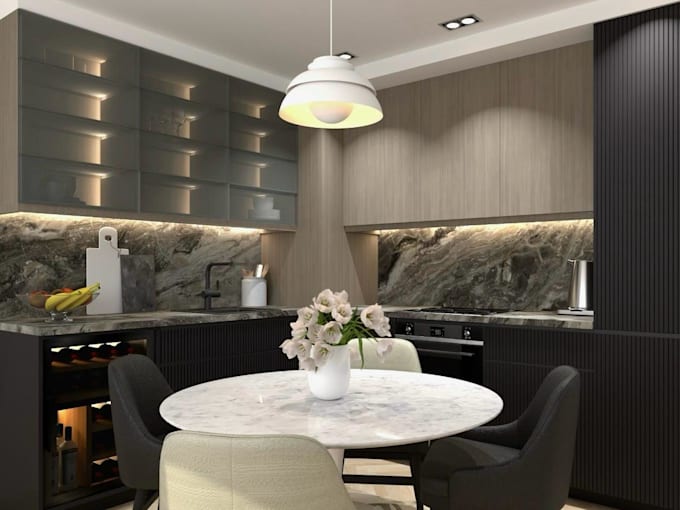 Design a functional and stylish kitchen by Anastasia_3dvis | Fiverr