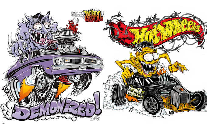 Create rat fink popart monster art tattoo cartoon kustom kulture art by ...