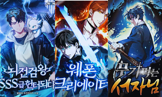 Draw anime manga light novel cover shonen book cover design for webtoon ...