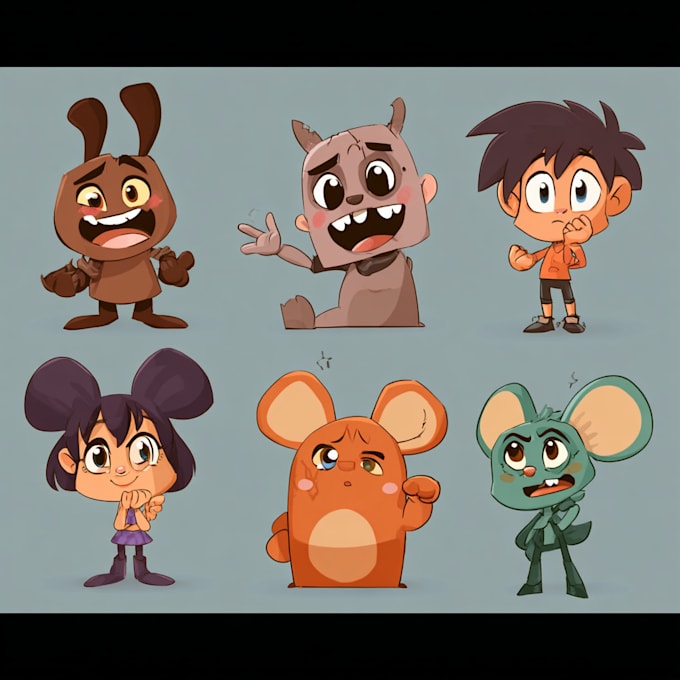Design simple cute 2d cartoon characters by Imkarais | Fiverr