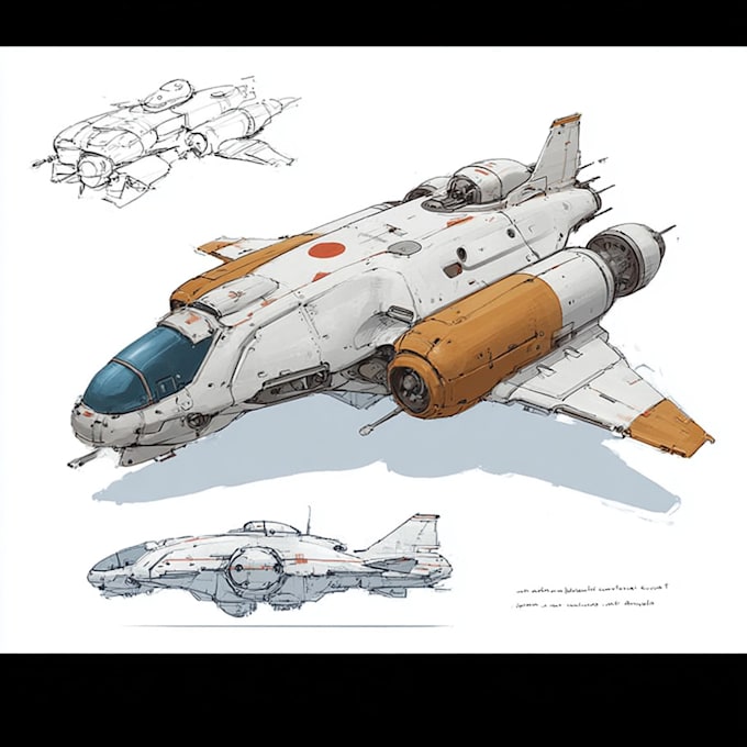 Draw spaceship concept art or design a starship or scifi vehicle by ...