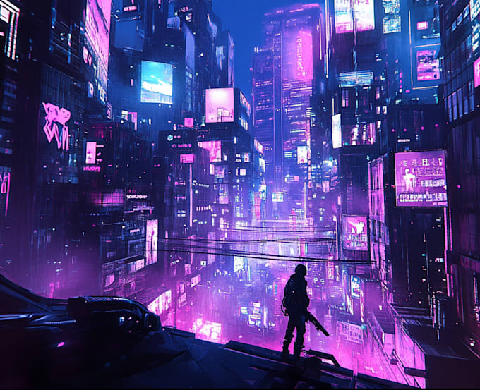 Draw illustration of futuristic cyberpunk city by Leannzman | Fiverr