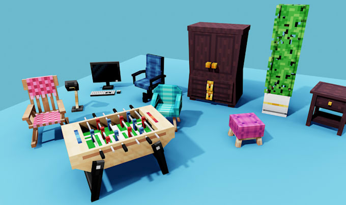 Minecraft 3d model, minecraft furniture, blockbench, minecraft builds, voxel art by Ibrahm_harb ...