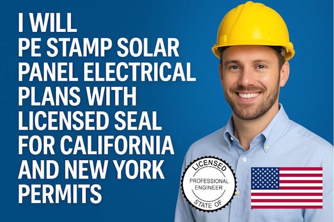 Pe stamp solar panel electrical plan with license seal california texas ...